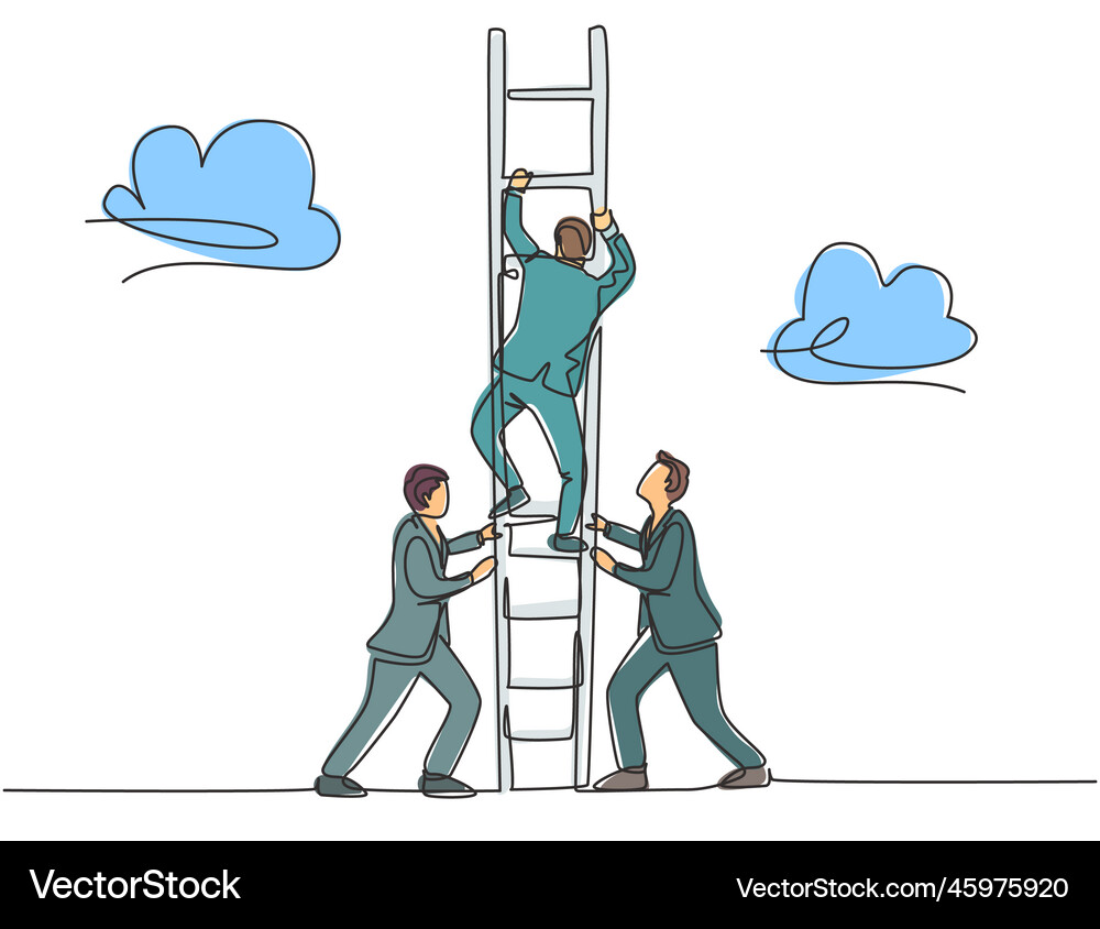 One continuous line drawing of team members Vector Image