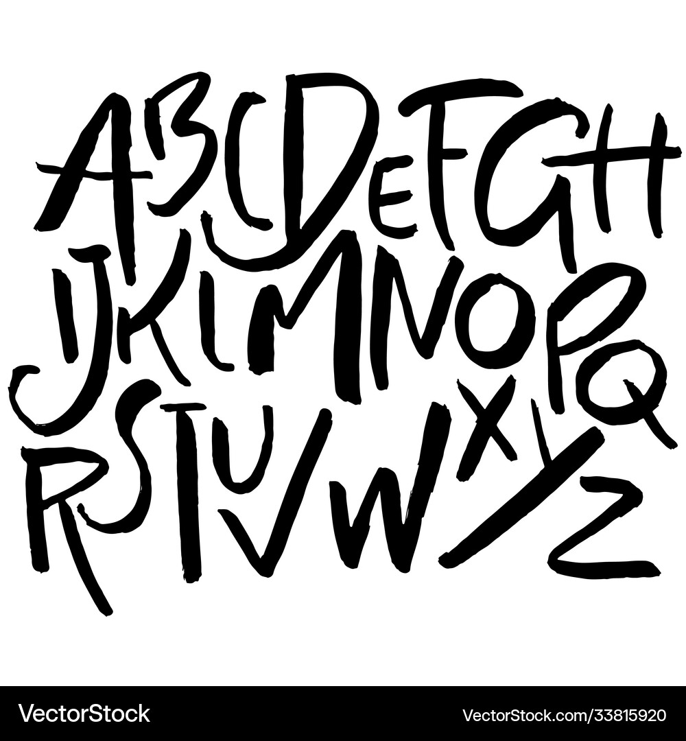 Simple alphabet letters handdrawn grunge modern Vector Image