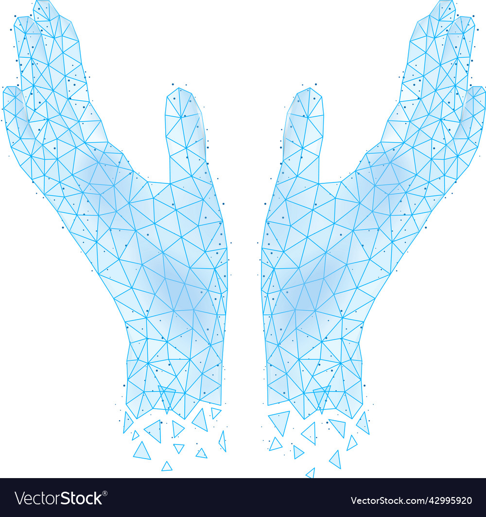 Wireframe human hands composition Royalty Free Vector Image