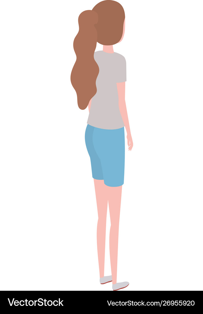 Young woman back position on white background Vector Image