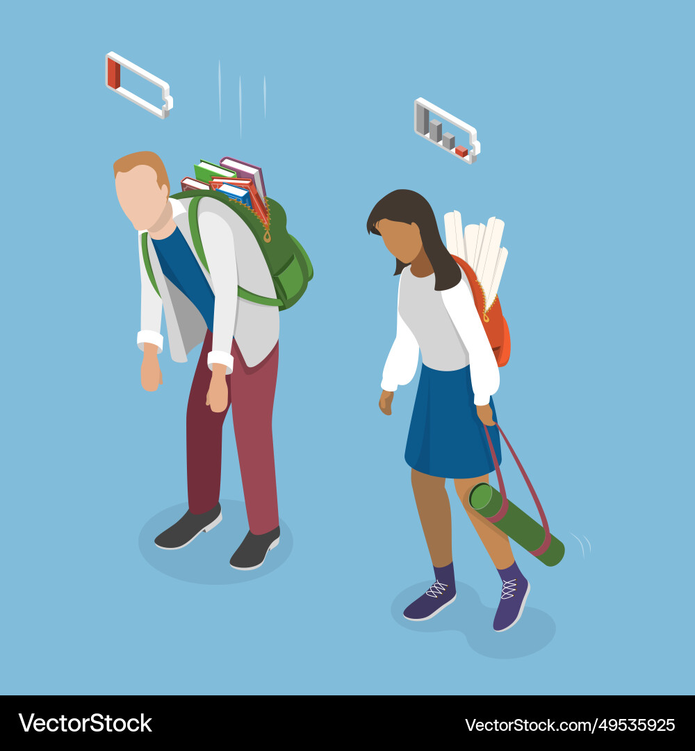 3d isometric flat of tired Royalty Free Vector Image