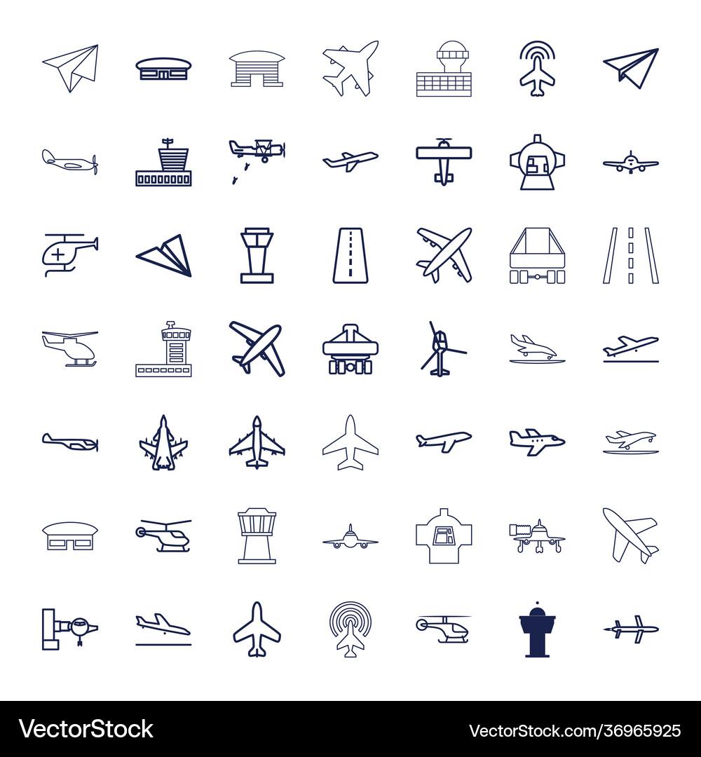 49 aircraft icons Royalty Free Vector Image - VectorStock