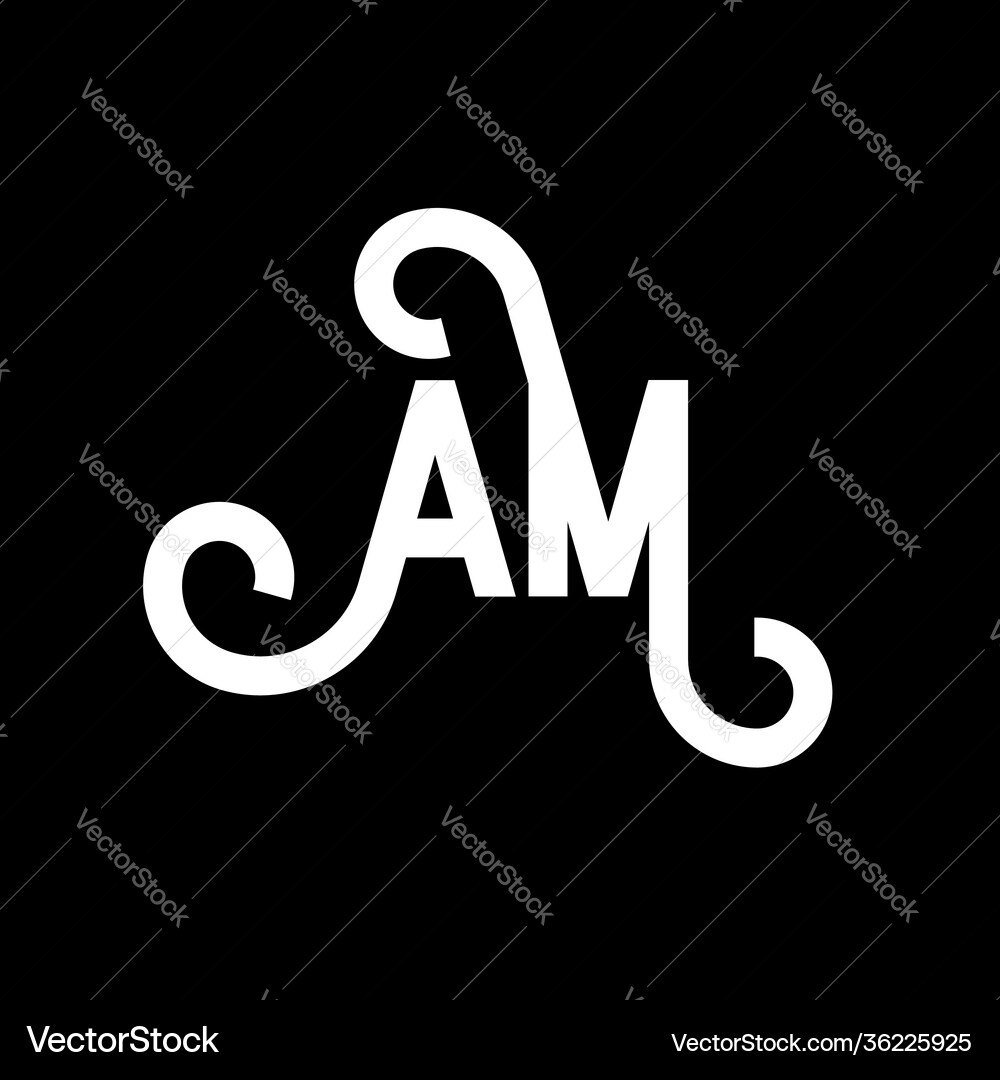 Am letter logo design on black background Vector Image