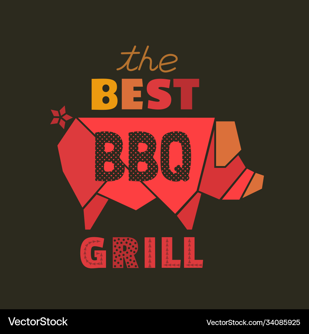 Best bbq grill flat hand drawn icon Royalty Free Vector
