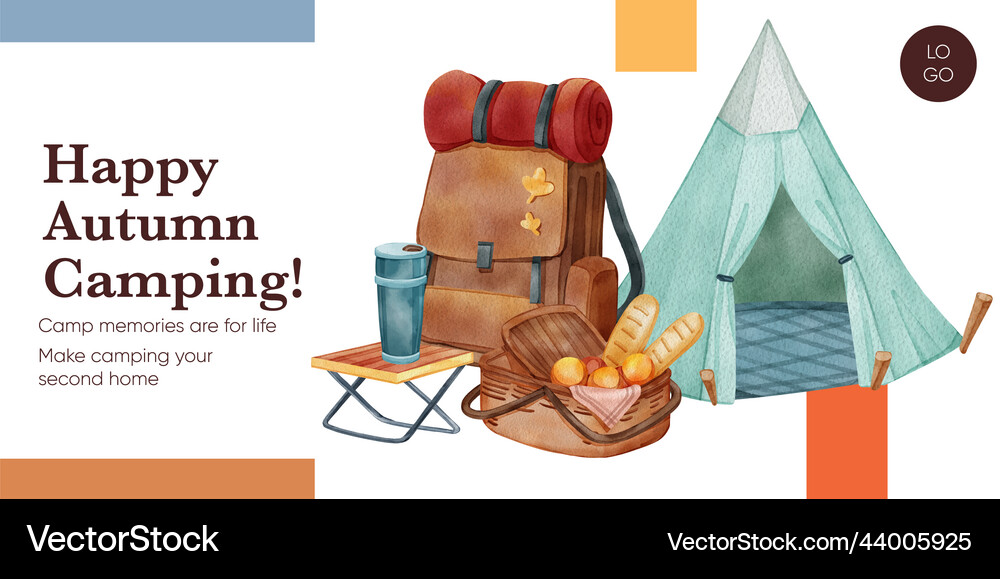 Blog header template with autumn camping picnic Vector Image