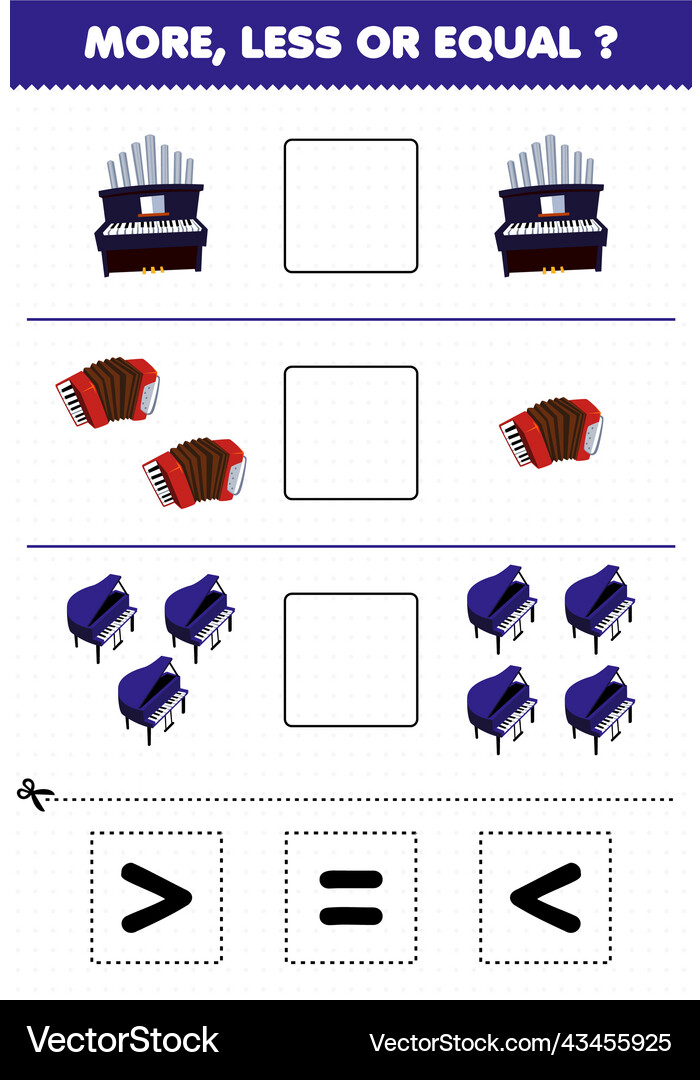 Education game for children more less or equal Vector Image