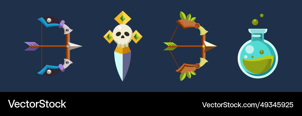 Fantasy weapon as game asset and icon set Vector Image