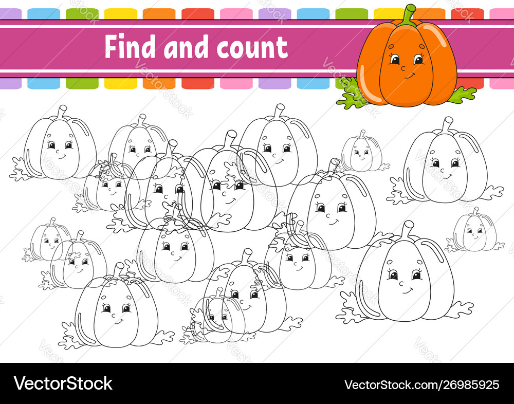Find and count education developing worksheet Vector Image