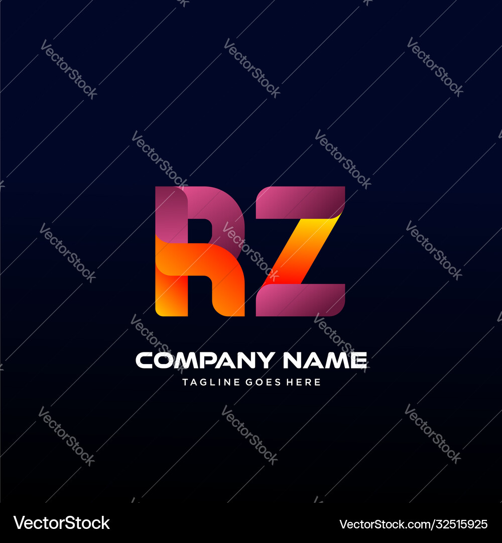 Letter rz initial logo with colorful Royalty Free Vector
