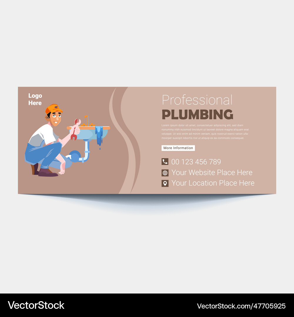 Plumbing service web banner template handyman Vector Image