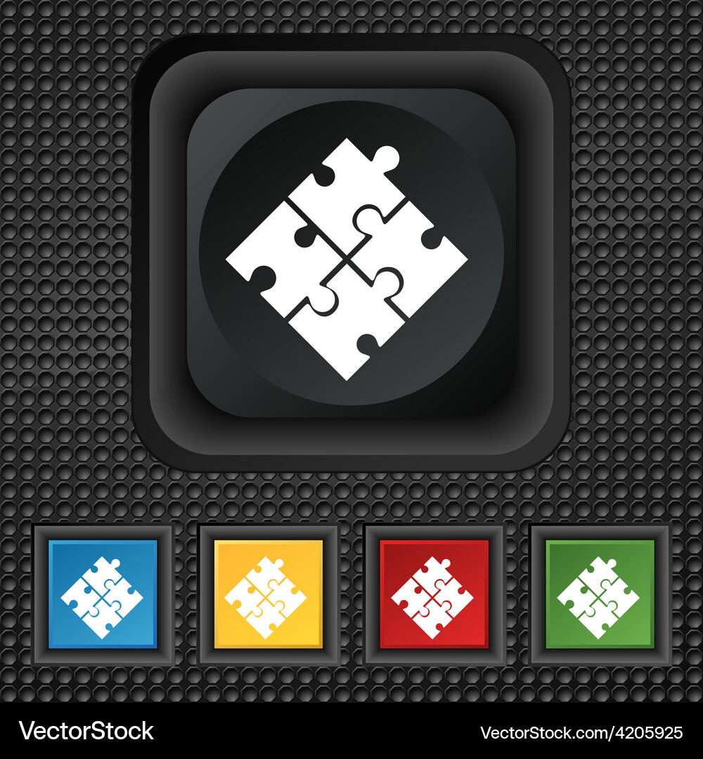 Puzzle piece icon sign symbol squared colourful Vector Image