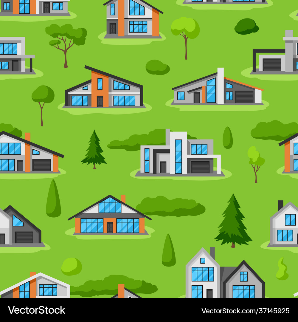 Seamless pattern with modern luxury houses real Vector Image