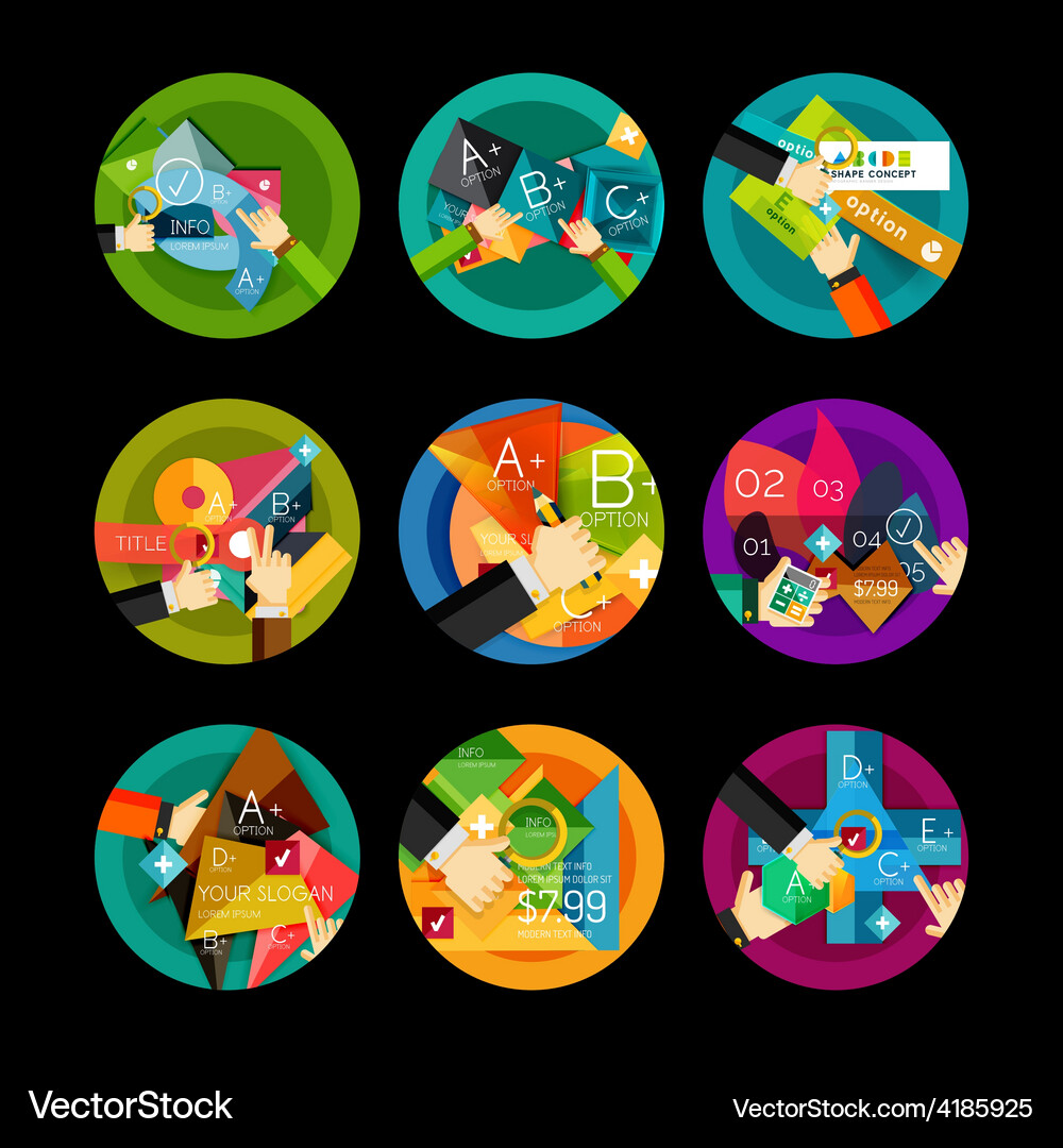 Set of option presentation labels flat design web Vector Image