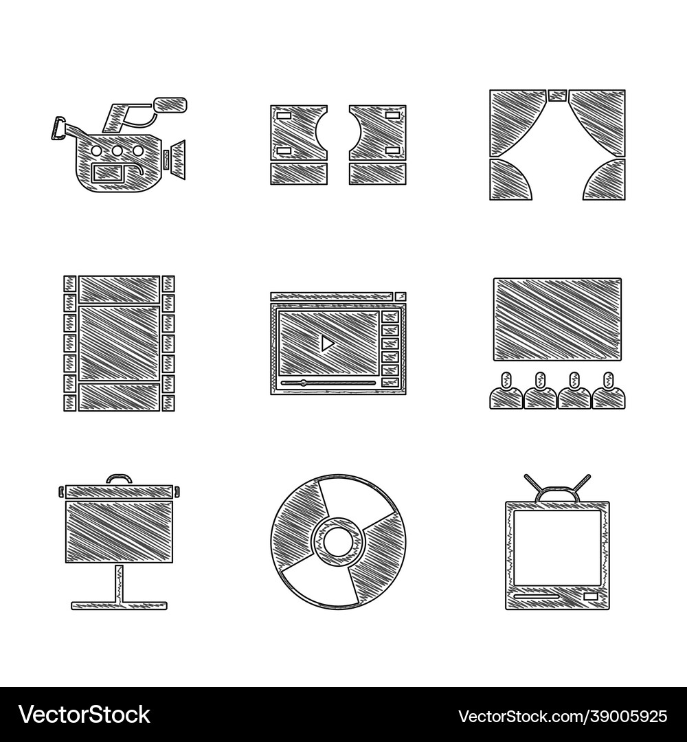 Set online play video cd or dvd disk retro tv Vector Image