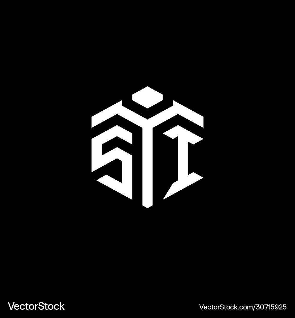 Si monogram logo with abstract hexagon style Vector Image