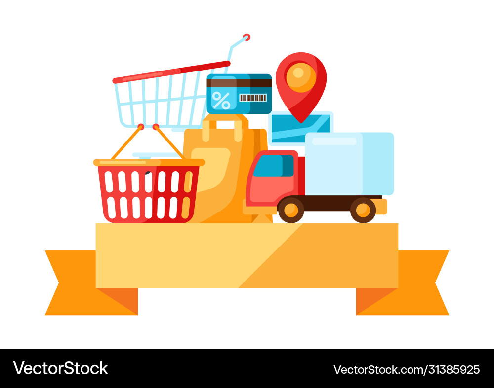 Supermarket background with selfservice and Vector Image