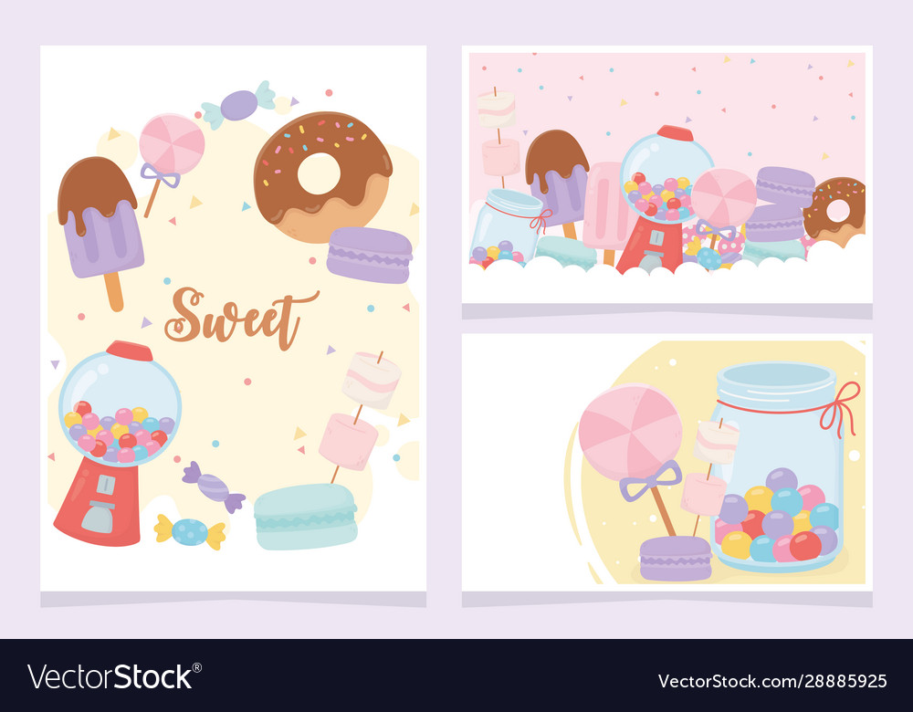 Sweet products donut ice cream cookies candies Vector Image