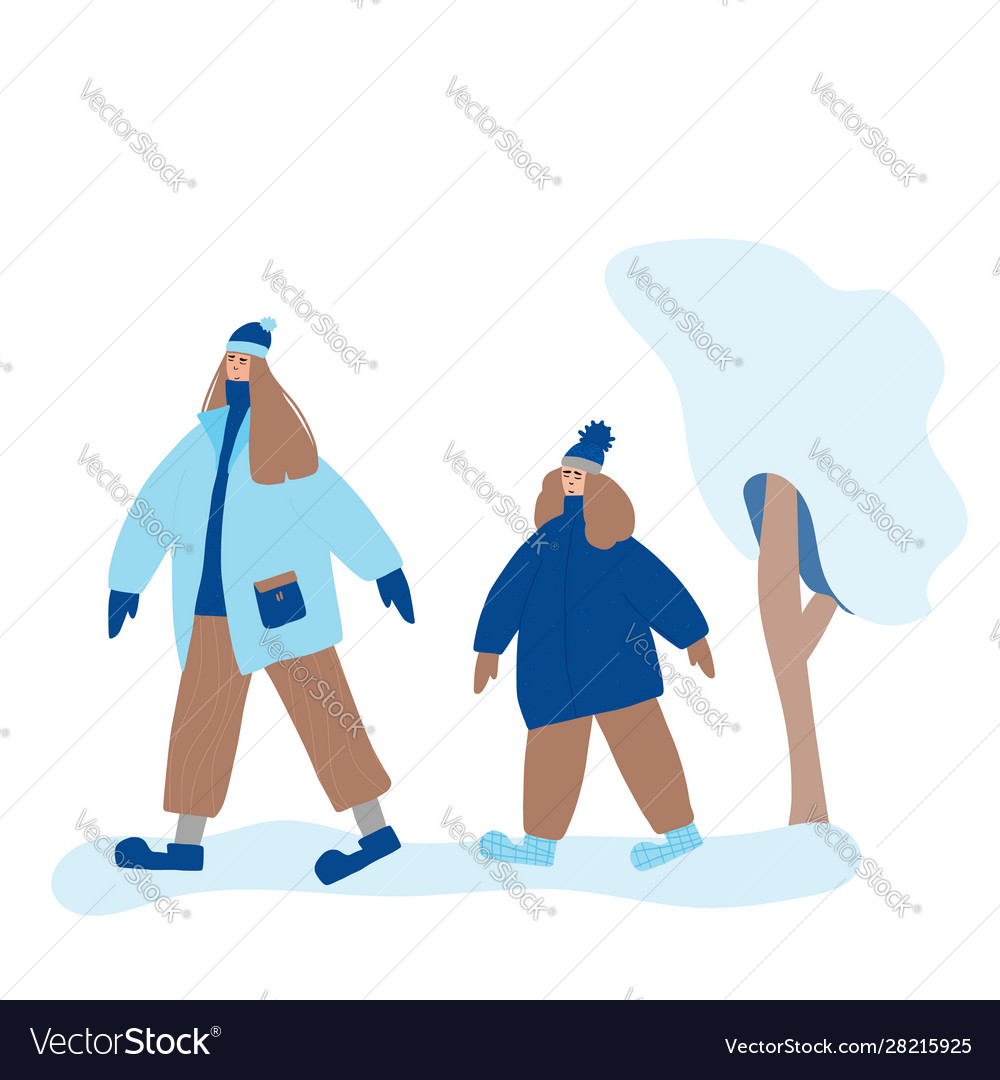 Winter people dressed in warm outdoor clothes Vector Image