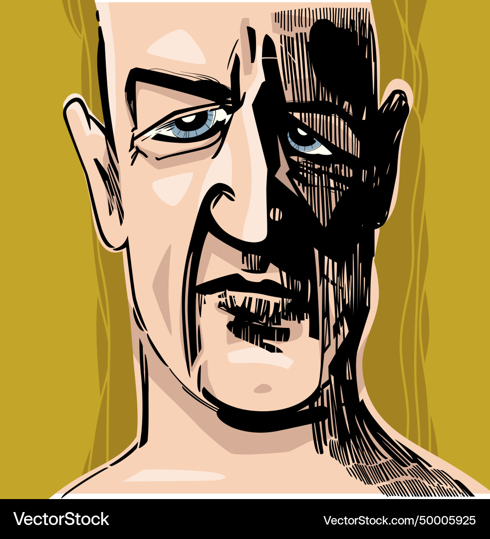 Wise adult man artistic drawing Royalty Free Vector Image