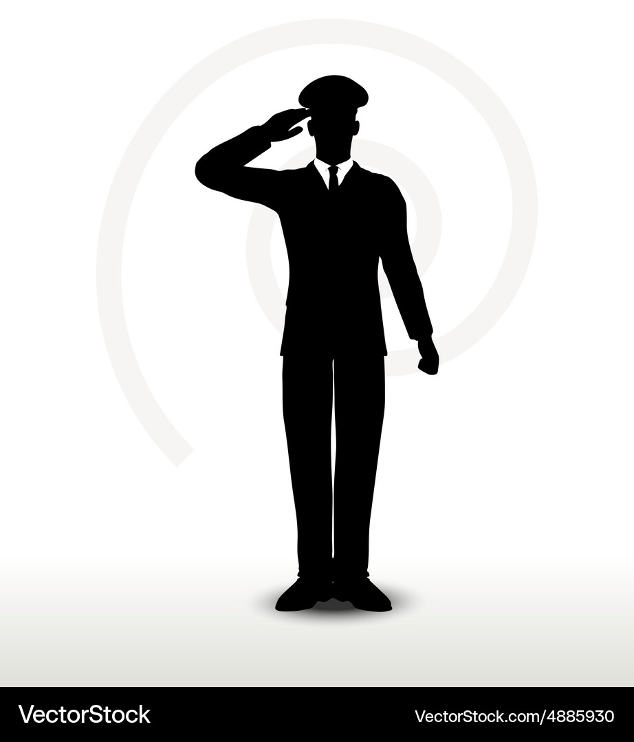 Army general silhouette with hand gesture saluting