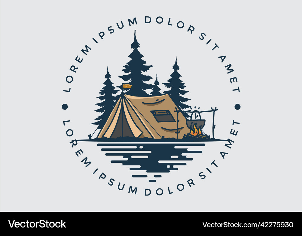 Camping and cooking in nature Royalty Free Vector Image