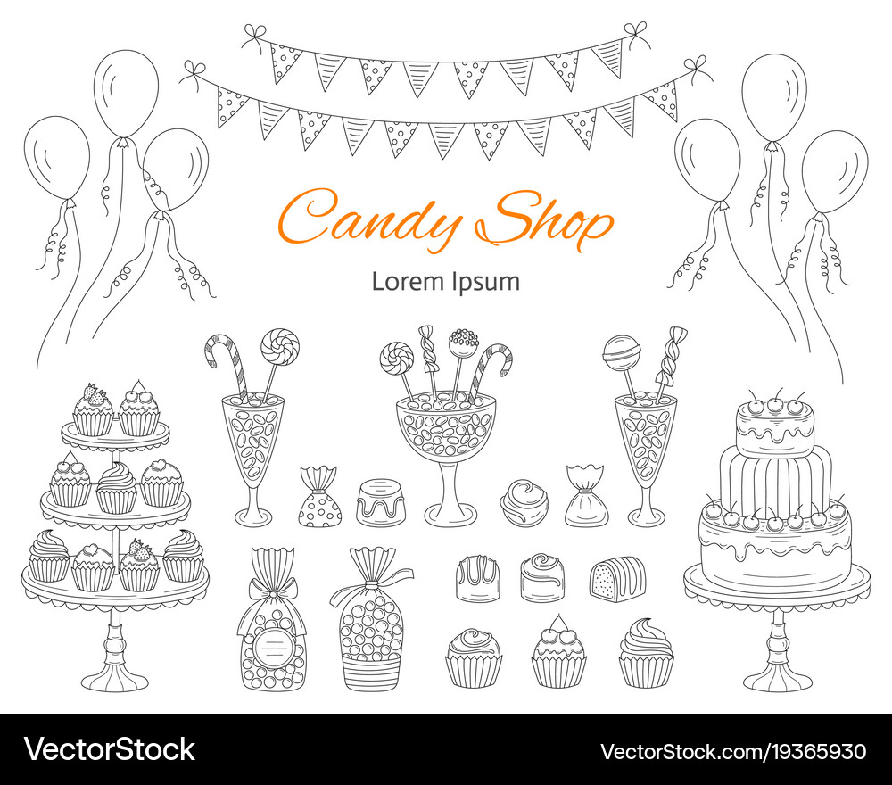 Candy shop hand drawn Royalty Free Vector Image