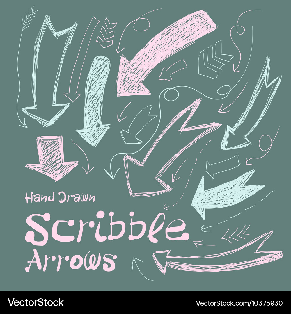 Collection of scribble arrows hand-drawn on a dark