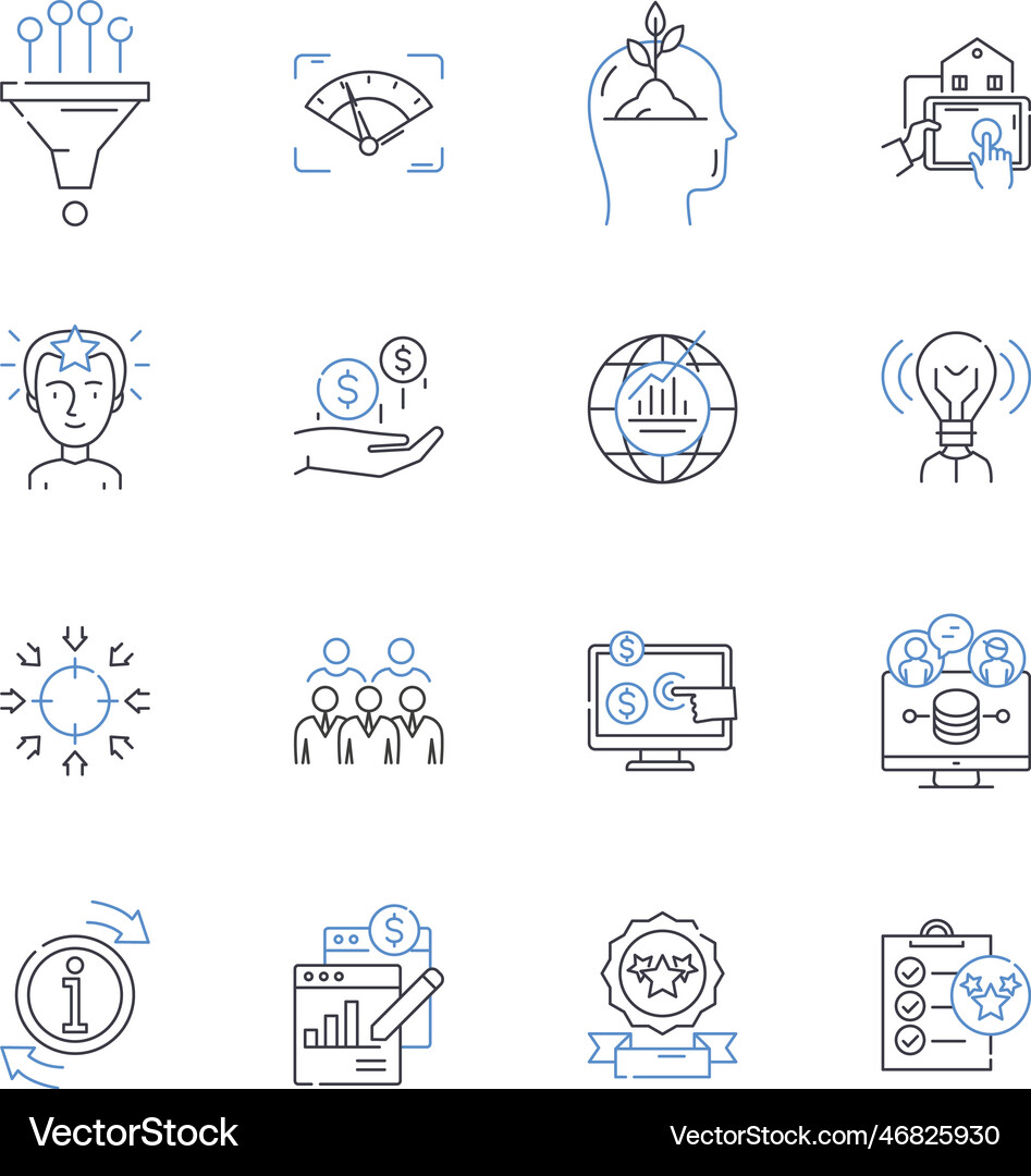 Expense tracking line icons collection budgeting Vector Image