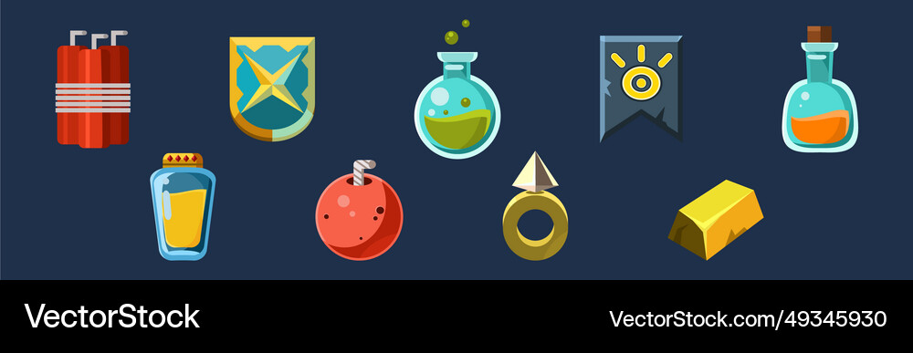 Fantasy weapon as game asset and icon set Vector Image