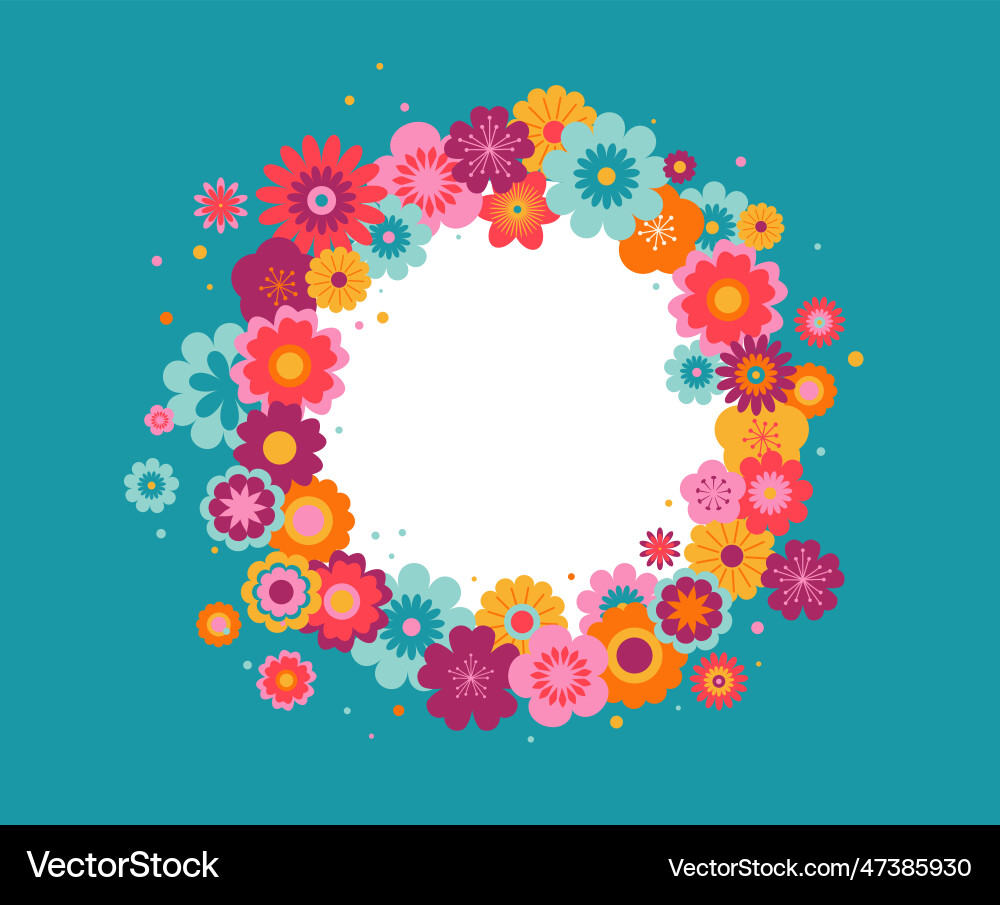 Floral wreath birthday anniversary spring Vector Image