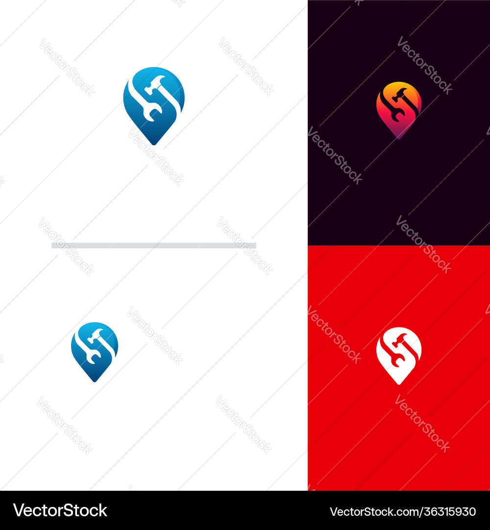 Set service point logo designs template fixing Vector Image