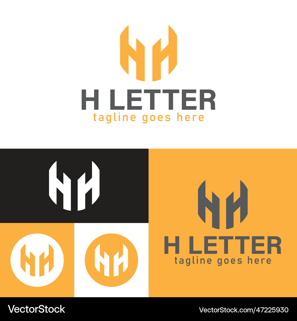 Simple h letter logo minimal icon style black Vector Image