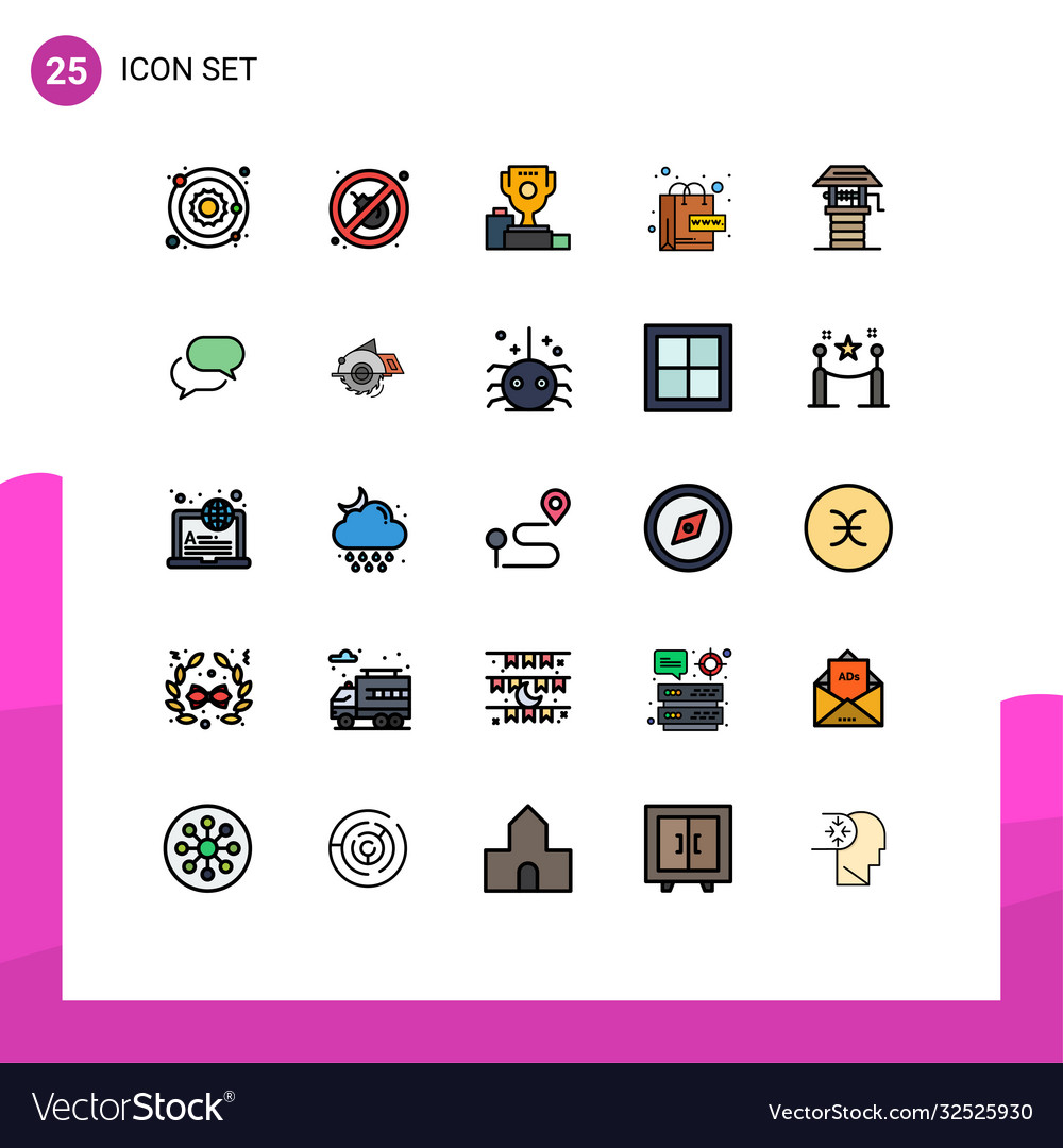 Stock icon pack 25 line signs and symbols Vector Image