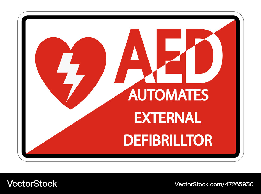 Symbol aed sign label on white background Vector Image