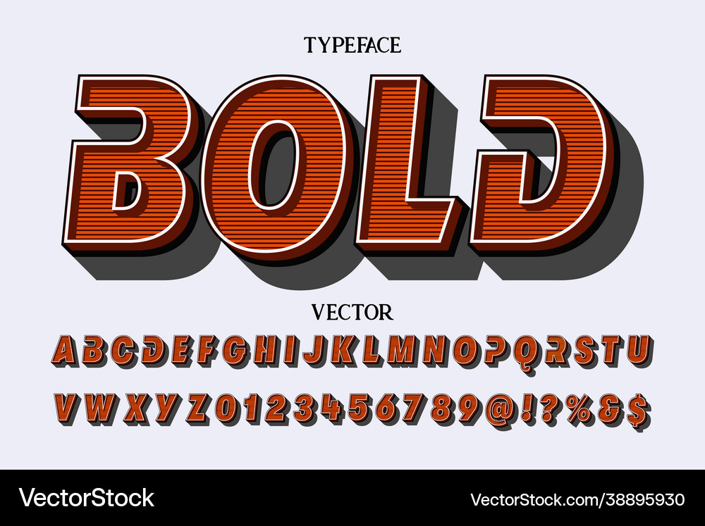 Typography alphabet lettering font orange Vector Image