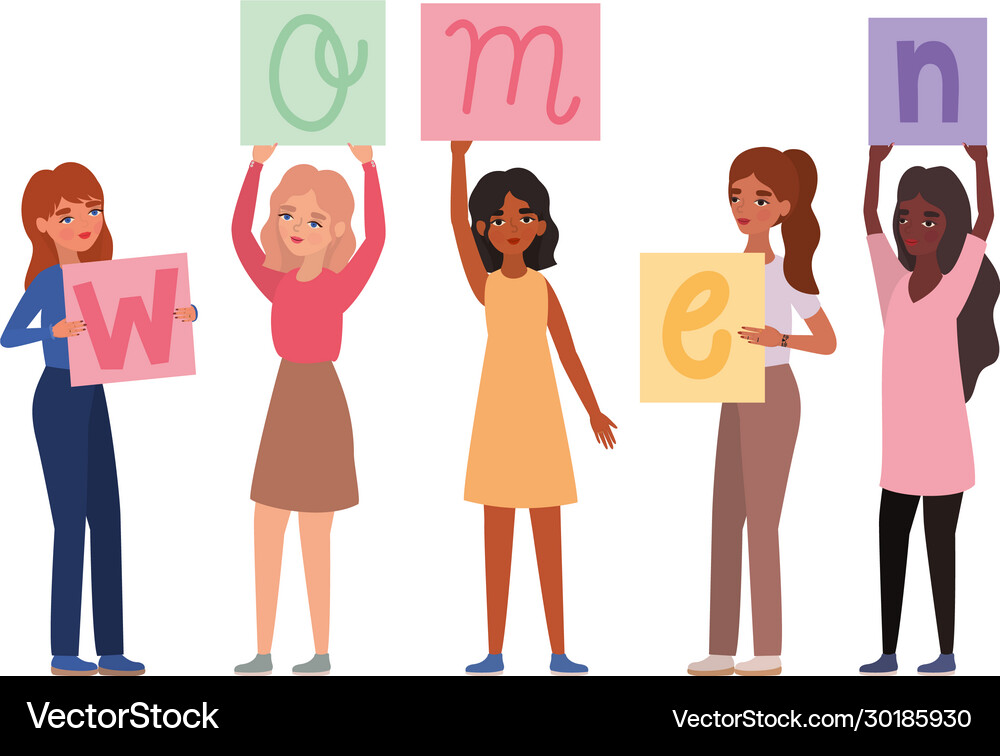 Women with banners design Royalty Free Vector Image