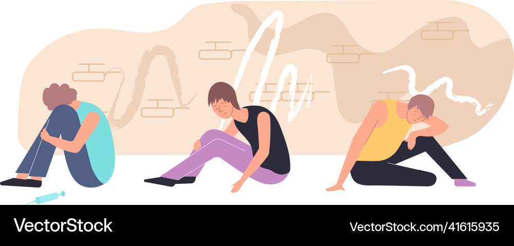 Backstreet drug addicts composition Royalty Free Vector