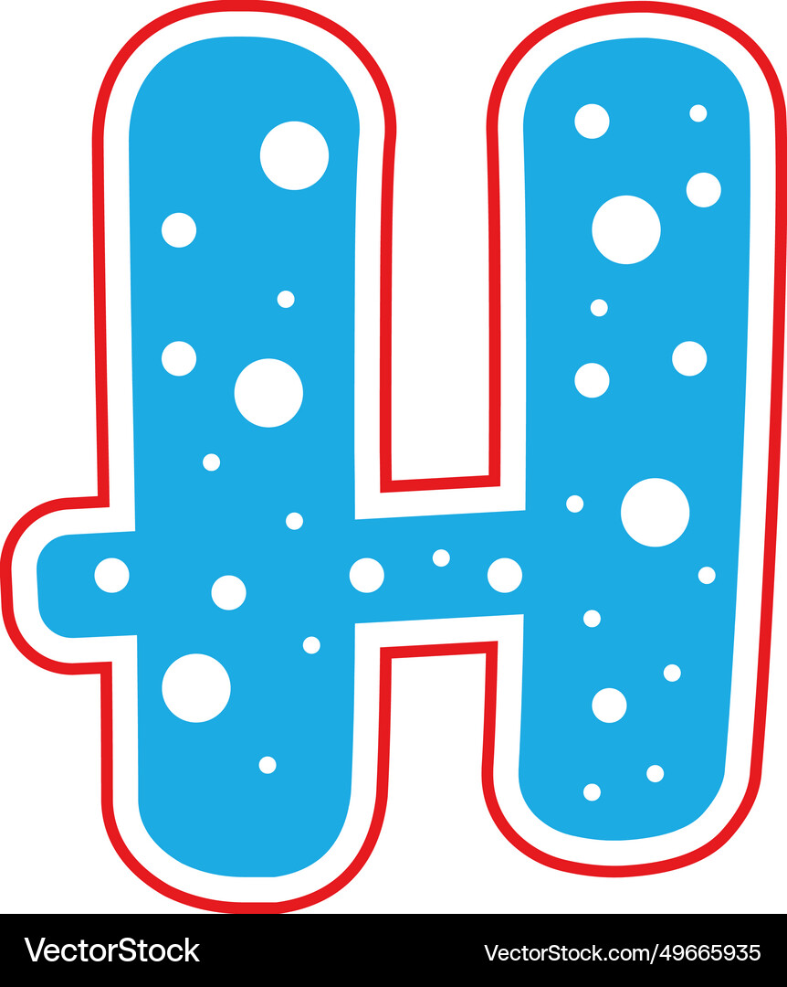 Colored letter h with christmas ornaments Vector Image