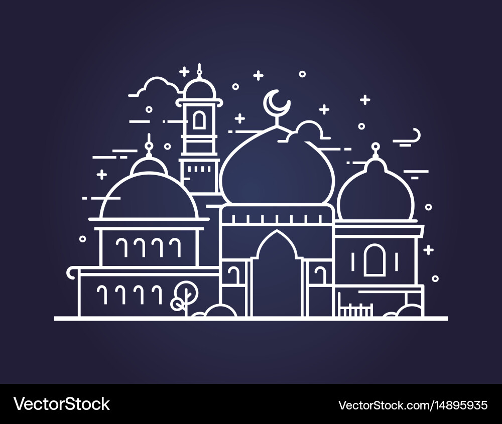 Creative of a mosque in line style Royalty Free Vector Image