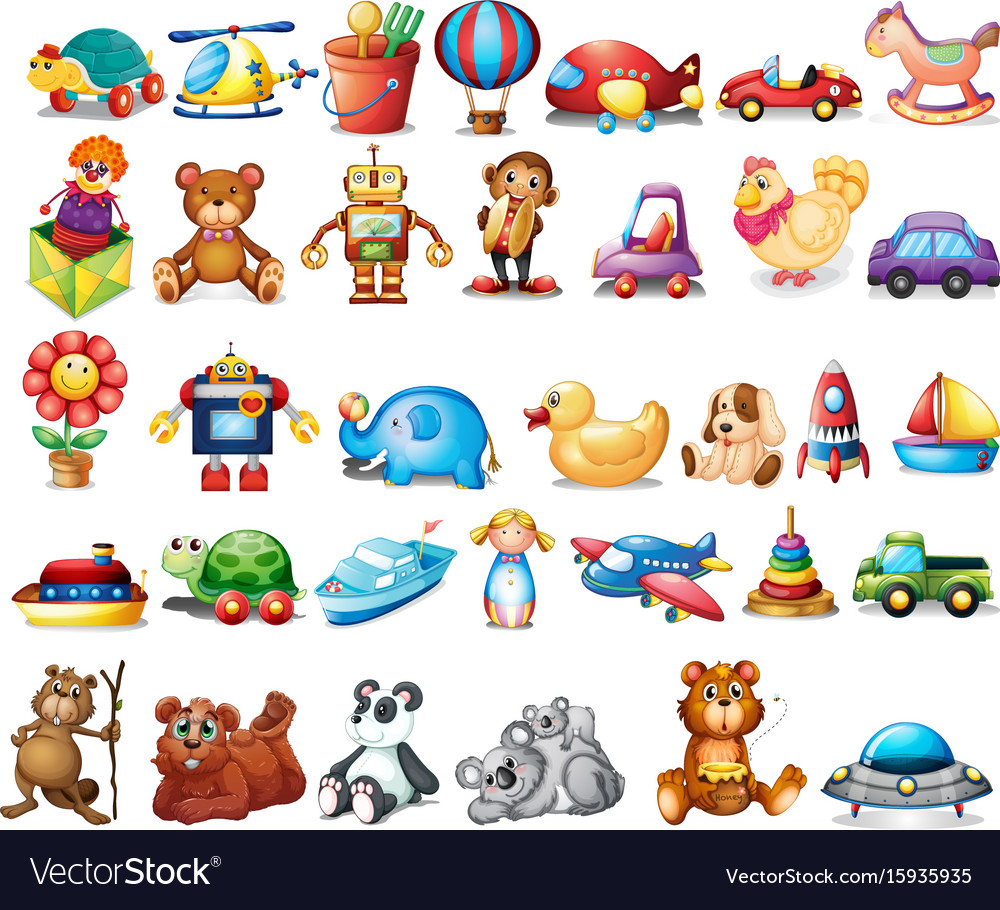 Different types toys Royalty Free Vector Image Different types toys Royalty Free Vector Image