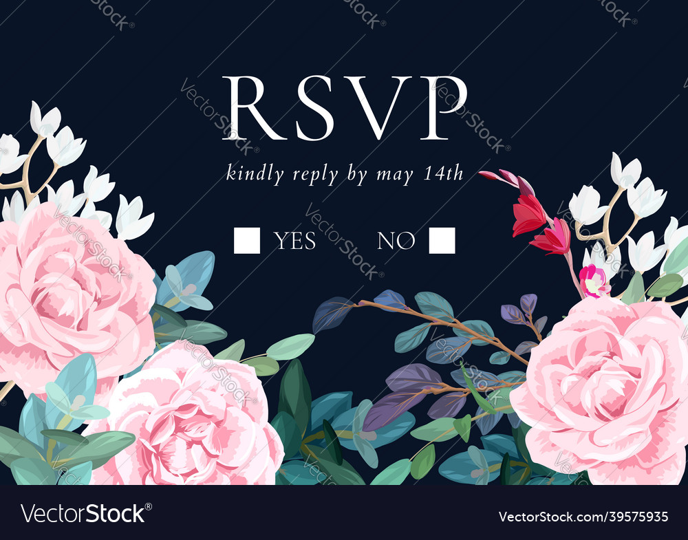 Floral wedding invitation with pink roses Vector Image