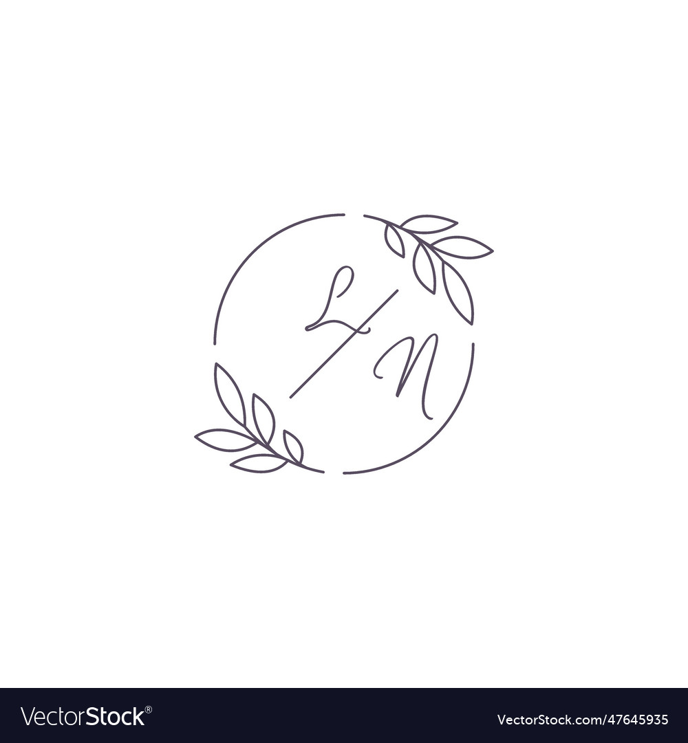Initials ln monogram wedding logo with simple Vector Image