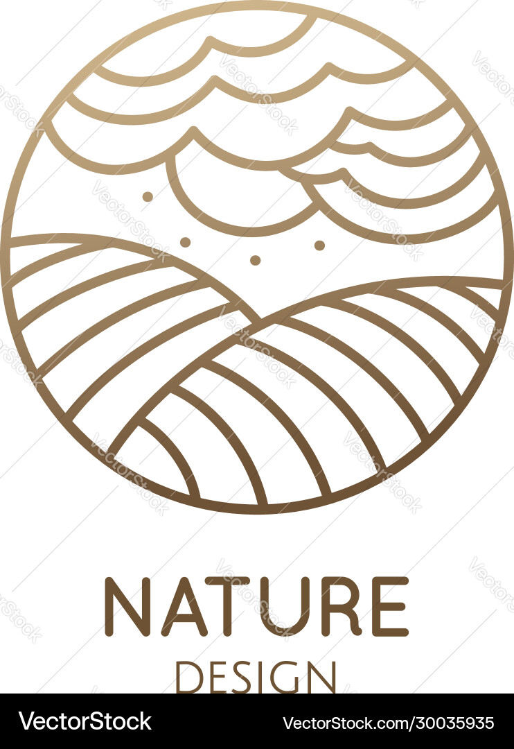 Logo nature in linear style outline Royalty Free Vector