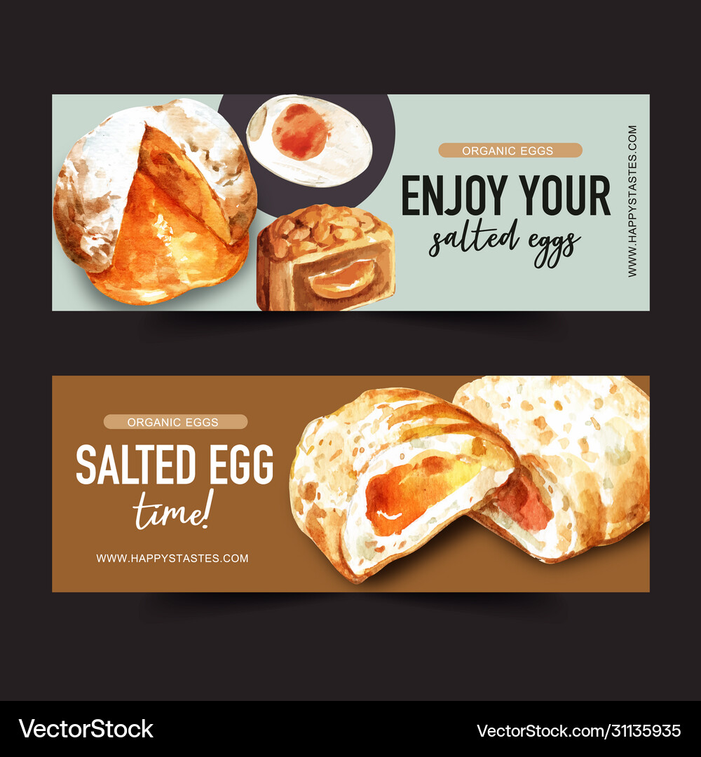 Salted egg banner design with choux cream pie Vector Image