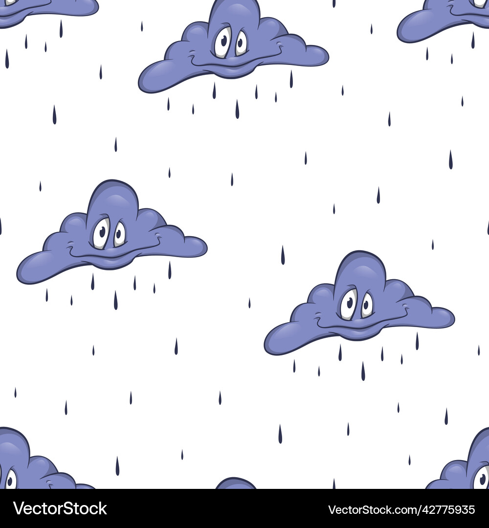 Seamless pattern of cartoon cloud character cute Vector Image