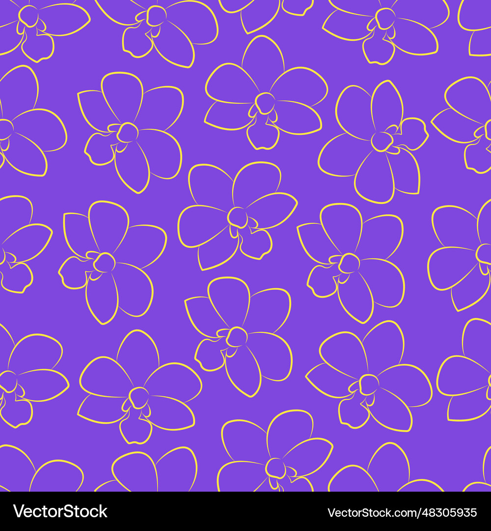 Seamless pattern of orchid flowers Royalty Free Vector Image