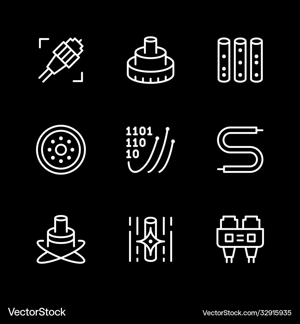 Set line icons optical fiber Royalty Free Vector Image