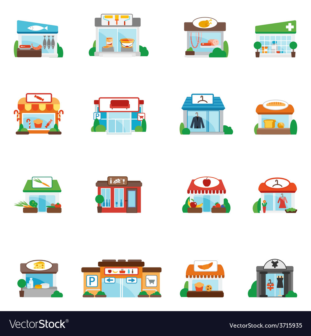 Store Building Flat Royalty Free Vector Image - VectorStock