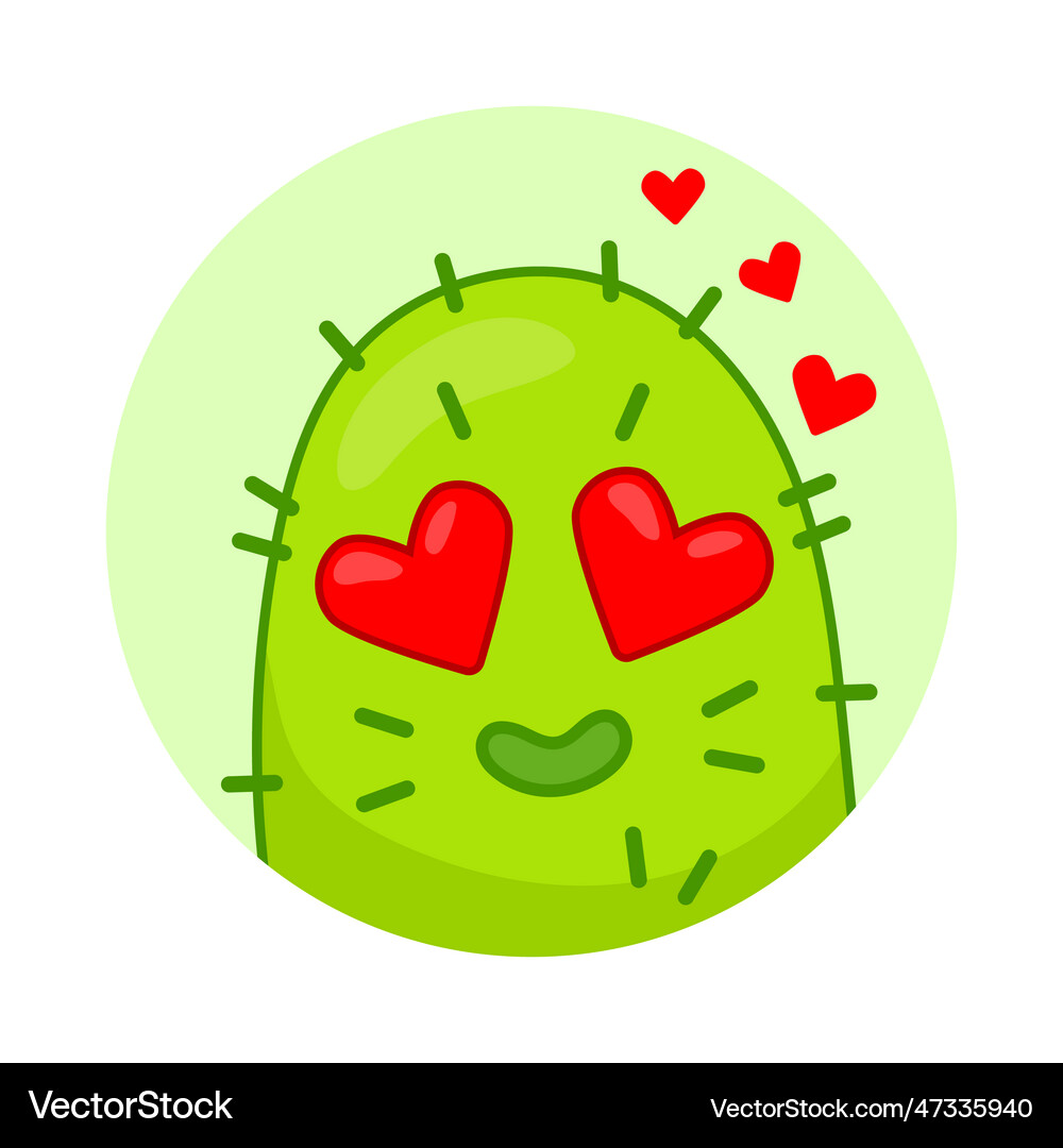 Cute green cactus in love Royalty Free Vector Image