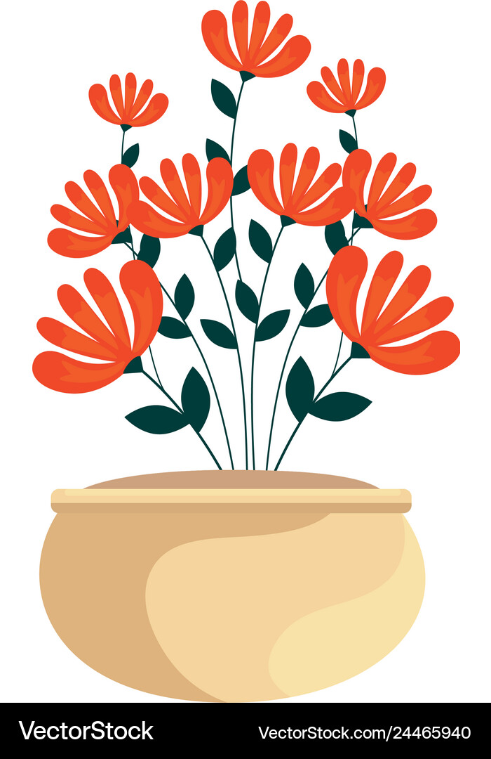 Floral decoration in ceramic pot Royalty Free Vector Image